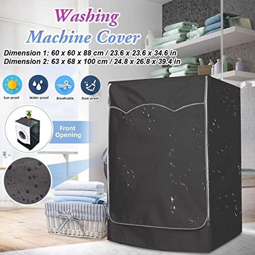 chengjing Roller Washing Machine Cover, Waterproof Zippered Washer Storage Bag with Silver-Plated PU Coating, External Top Load Washer Protection Bag for Home