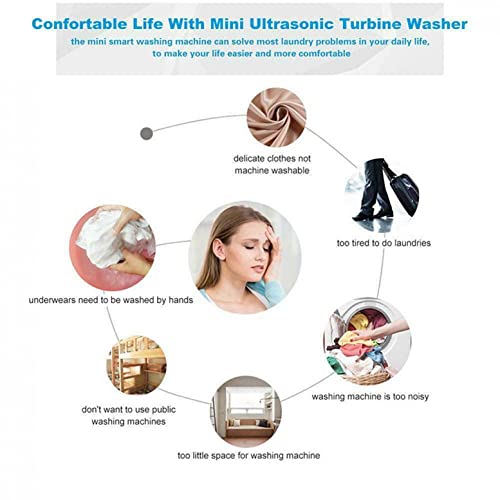 astideer Portable Mini Washing Machine Dishwasher Turbo Washer, Ultrasonic Waves with USB Power & US Plug, Stain Removing, Water Energy Saving, for Personal Laundry Travel Business