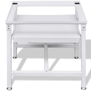 Kavolet Washing Machine Pedestal with Pull-Out Shelf, Washer and Dryer Stand, Mini Fridge Stand, White