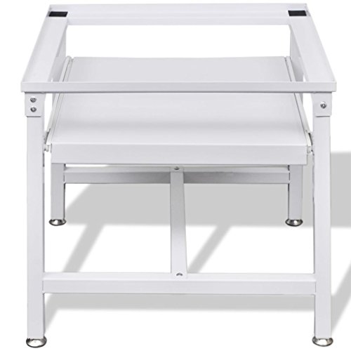 Kavolet Washing Machine Pedestal with Pull-Out Shelf, Washer and Dryer Stand, Mini Fridge Stand, White