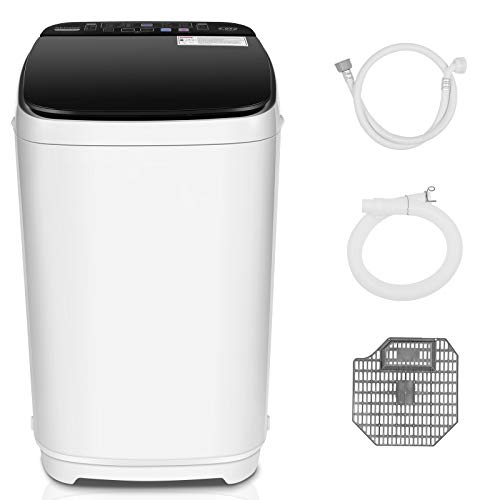 Washing Machine, 15.5Lbs Portable Washer 2-in-1 Full-Automatic Laundry Washer with 10 Programs +8 Water Level Selections+Drain Pump+LED Display Compact Top Load Cloth Washer(US Stock)