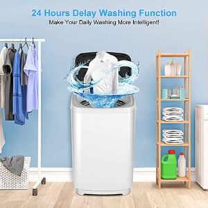 Washing Machine, 15.5Lbs Portable Washer 2-in-1 Full-Automatic Laundry Washer with 10 Programs +8 Water Level Selections+Drain Pump+LED Display Compact Top Load Cloth Washer(US Stock)