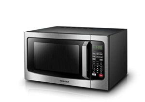 toshiba em131a5c-ss countertop microwave oven, 1.2 cu ft with 12.4″ turntable, smart humidity sensor with 12 auto menus, mute function & eco mode, easy clean interior, stainless steel & 1100w