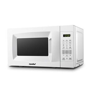 comfee’ em720cpl-pm countertop microwave oven with sound on/off, eco mode and easy one-touch buttons, 0.7 cu ft/700w, pearl white