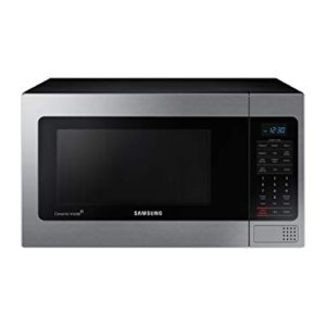 SAMSUNG 1.1 Cu Ft Countertop Microwave Oven w/ Grilling Element, Ceramic Enamel Interior, Auto Cook Options, 1000 Watt, MG11H2020CT/AA, Stainless Steel, Black w/ Mirror Finish