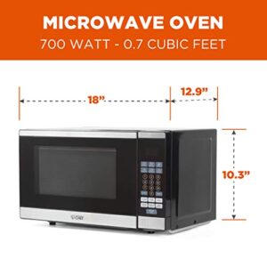 Commercial Chef Countertop Microwave Oven, 0.7 Cubic Feet, Stainless Steel