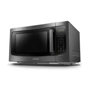 toshiba ml-em45p(bs) countertop microwave oven with smart sensor and position memory turntable, memory function, 1.6 cu.ft with 13.6″ removable turntable, black stainless steel, 1200w