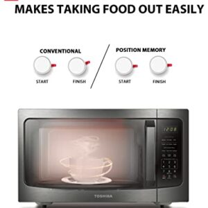 TOSHIBA ML-EM45P(BS) Countertop Microwave Oven with Smart Sensor and Position Memory Turntable, Memory Function, 1.6 Cu.ft with 13.6" Removable Turntable, Black Stainless Steel, 1200W