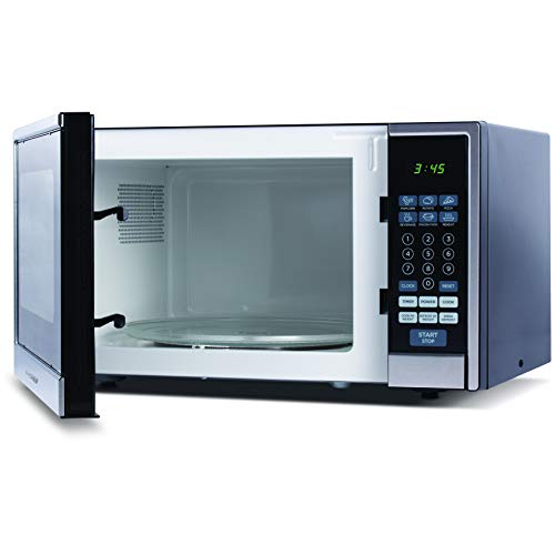 Commercial Chef Countertop Microwave, 1.1 Cubic Feet, Black With Stainless Steel Trim