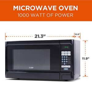 Countertop 1.1 Cubic Feet Microwave Oven, 1000 Watt, Black Front with Black Cabinet, Commercial Chef CHCM11100B