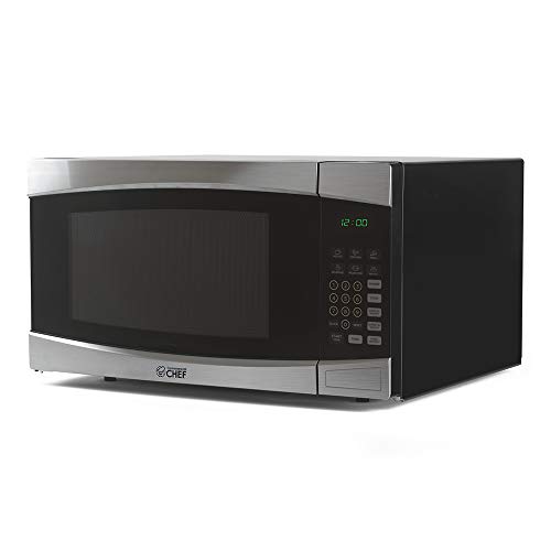 Commercial Chef CHM16100S6C Countertop Microwave Oven,1000 Watts, Small Compact Size, 10 Power Levels, 6 Easy One Touch Presets with Popcorn Button, Removable Turntable, Child Lock, Stainless Steel