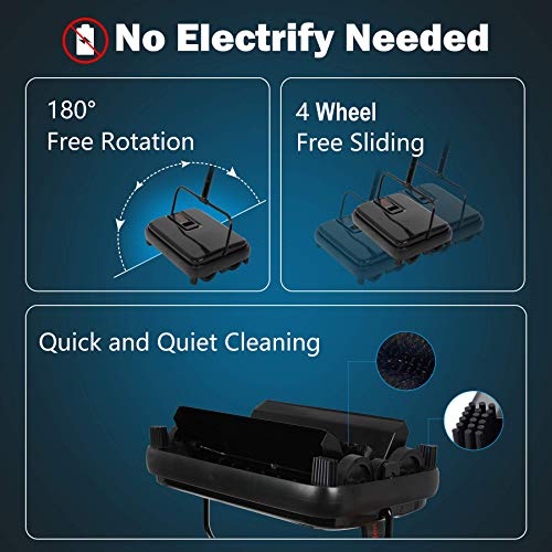 Eyliden Carpet Sweeper, Mini Size Lightweight Hand Push Carpet Sweepers - No Noise, Non-Electric - Easy Manual Sweeping, Automatic Compact Broom Only for Carpet Cleaning