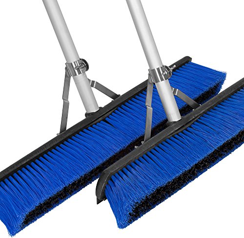 Carlisle FoodService Products 3621962414 Sweep Complete Aluminum Handle Floor Sweep with Squeegee, Plastic Bristles, 24" Length, 3" Bristle Trim, Blue