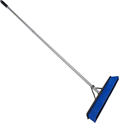 Carlisle FoodService Products 3621962414 Sweep Complete Aluminum Handle Floor Sweep with Squeegee, Plastic Bristles, 24" Length, 3" Bristle Trim, Blue