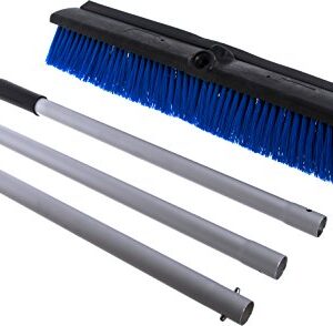 Carlisle FoodService Products 3621962414 Sweep Complete Aluminum Handle Floor Sweep with Squeegee, Plastic Bristles, 24" Length, 3" Bristle Trim, Blue