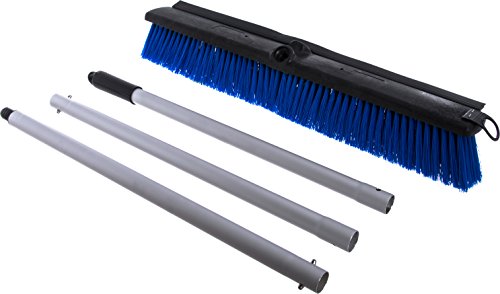 Carlisle FoodService Products 3621962414 Sweep Complete Aluminum Handle Floor Sweep with Squeegee, Plastic Bristles, 24" Length, 3" Bristle Trim, Blue