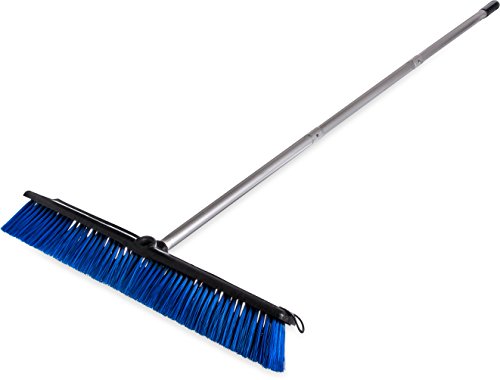 Carlisle FoodService Products 3621962414 Sweep Complete Aluminum Handle Floor Sweep with Squeegee, Plastic Bristles, 24" Length, 3" Bristle Trim, Blue