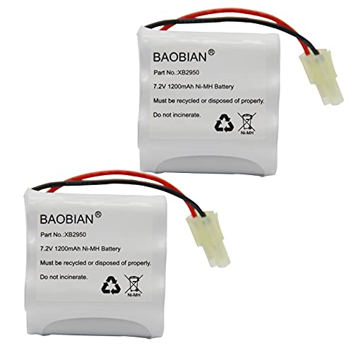 BAOBIAN XB2950 7.2V 1200mAh Ni-Mh Battery Pack Compatible with Shark V2950 V2950A V2945Z V2945 Floor & Carpet Sweeper (2 Pack)