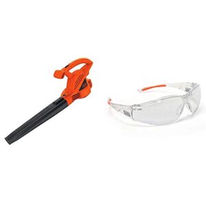 black+decker electric leaf blower, 7-amp with safety eyewear, lightweight, clear lens (lb700 & bd250-1c)