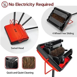 JEHONN Carpet Floor Sweeper Manual with Horsehair,2 Packs Carpet Floor Sweeper Replacement Horsehair Brush