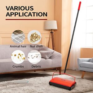 JEHONN Carpet Floor Sweeper Manual with Horsehair,2 Packs Carpet Floor Sweeper Replacement Horsehair Brush