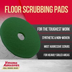 Virginia Abrasives Floor Maintenance Pads - Cleaning Floor Replacement Pads, Thick Polishing Pad to Make Floors Cleaner, Synthetic Non-Woven Floor Pads, Green for Scrubbing Floors, 18"