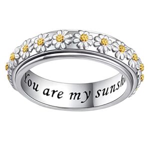 suanlatds daisy rotating ring double,fashion trend flower full diamond zircon ring ladies jewelry diamond gift for her and mom (9)