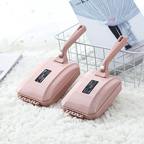 QDAOYU 2Pcs Carpet Brush Handheld Carpet Table Sweeper Triple Brush Head Carpet Table Brush Pet Hair Cleaning Brush Collector Brush (Blue+Pink)