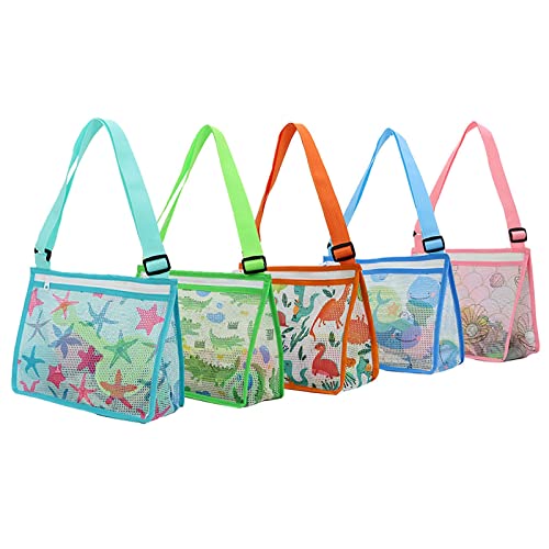 SuanlaTDS Zipper Children's Beach Bag Shell Bag Messenger Net Bag Children's Toy Bag