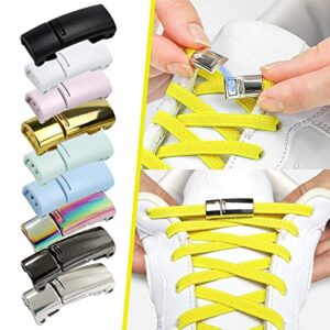 SuanlaTDS 2 Pcs Lace-Free Metal Magnetic No Tie Elastic Buckle Shoelace Lazy Free Shoelace Buckle for Kid Adult