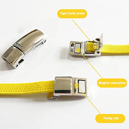 SuanlaTDS 2 Pcs Lace-Free Metal Magnetic No Tie Elastic Buckle Shoelace Lazy Free Shoelace Buckle for Kid Adult