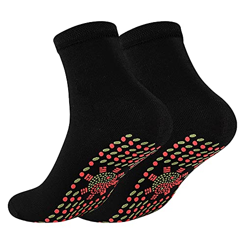 Ntpwenla 1 Pair Self-Heating Magnetic Socks Men Women,Washable Winter Warm Long Socks Tourmaline Self Heated Socks Thermal Insulated Heated Socks Sports Outdoor Hiking Climbing