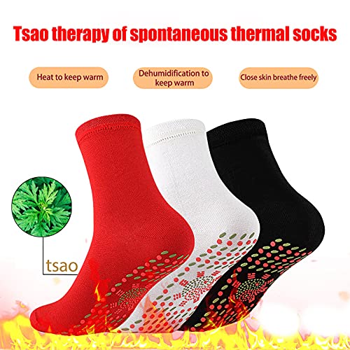 Ntpwenla 1 Pair Self-Heating Magnetic Socks Men Women,Washable Winter Warm Long Socks Tourmaline Self Heated Socks Thermal Insulated Heated Socks Sports Outdoor Hiking Climbing