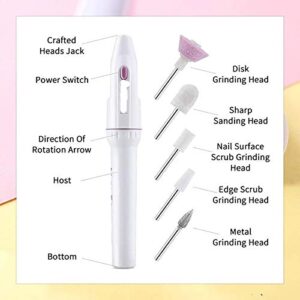 Ntpwenla Electric Nail Drill Nails Art File Electric Manicure Drill Set, Portable Nail Buffer Fingernail Grinder Kit Multi-Function Natural Toe Nail Polisher Grinding Burnishing (Multicolor, One Size)