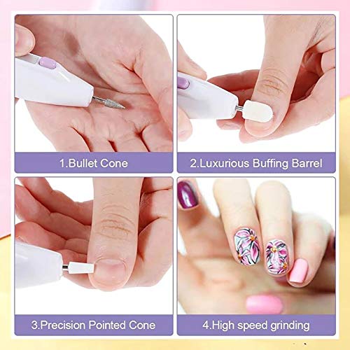 Ntpwenla Electric Nail Drill Nails Art File Electric Manicure Drill Set, Portable Nail Buffer Fingernail Grinder Kit Multi-Function Natural Toe Nail Polisher Grinding Burnishing (Multicolor, One Size)