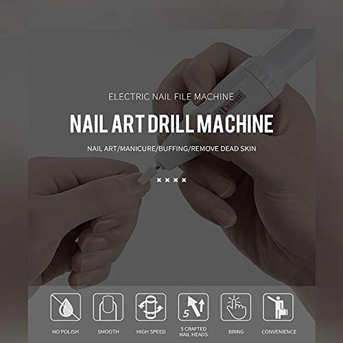 Ntpwenla Electric Nail Drill Nails Art File Electric Manicure Drill Set, Portable Nail Buffer Fingernail Grinder Kit Multi-Function Natural Toe Nail Polisher Grinding Burnishing (Multicolor, One Size)