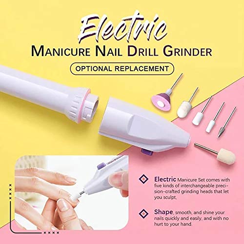 Ntpwenla Electric Nail Drill Nails Art File Electric Manicure Drill Set, Portable Nail Buffer Fingernail Grinder Kit Multi-Function Natural Toe Nail Polisher Grinding Burnishing (Multicolor, One Size)