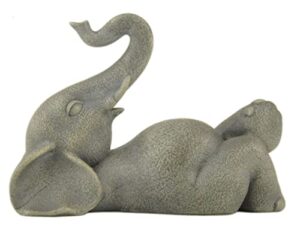 boulevard east concepts 4″ good luck elephant lounging with raised trunk statue indoor outdoor garden sculpture – good luck gifts, zen garden decor, garden decorations, patio lawn yard decor (4 inch)