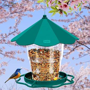 Hanizi Wild Bird Feeders for Outside, Hanging Bird Feeder Squirrel Proof, Outdoor Birds Feeders Wild Bird Seed, Garden Yard Decoration (Green)