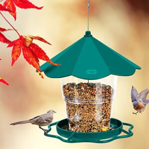 Hanizi Wild Bird Feeders for Outside, Hanging Bird Feeder Squirrel Proof, Outdoor Birds Feeders Wild Bird Seed, Garden Yard Decoration (Green)