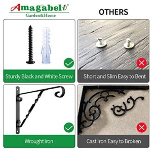 Amagabeli 4 Pack Hanging Plants Bracket 12" Outdoor Hanger Planter Hooks Flower Baskets Pot Bird Feeder Wind Chimes Lanterns Hanger Patio Garden for Wall Fence Screw Mount Arm Metal Black BG154