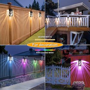 Aulanto Solar Fence Lights, 4 Pack Waterproof Solar Wall Lights with RGB & Warm White Mode, Backyard Decorative Garden Lights with Auto On/Off, Perfect for Fence, Backyard, Garden, Front Door, Patio.