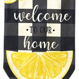 Welcome To Our Home Summer Burlap Garden Flag Lemons Double-Sided 12.5" x 18"