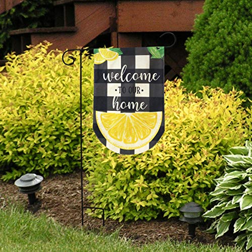 Welcome To Our Home Summer Burlap Garden Flag Lemons Double-Sided 12.5" x 18"