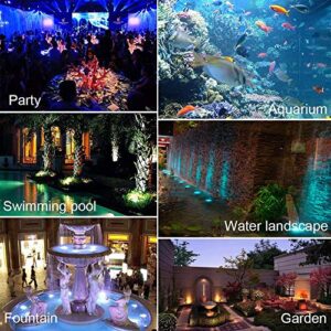 Colored Pond Lights, LED Underwater Outdoor Spot Light RGB Color Changing IP68 Waterproof Spotlight Submersible Landscape Lighting Dimmable Uplights for Garden Yard Lawn Fountain Tree Flag (4 lights)