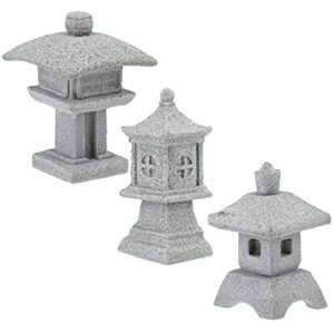 yardwe 3pcs mini pagoda statue fairy garden pond tower sandstone decorations zen garden decor micro rockery landscape decoration accessories fairy garden ornament