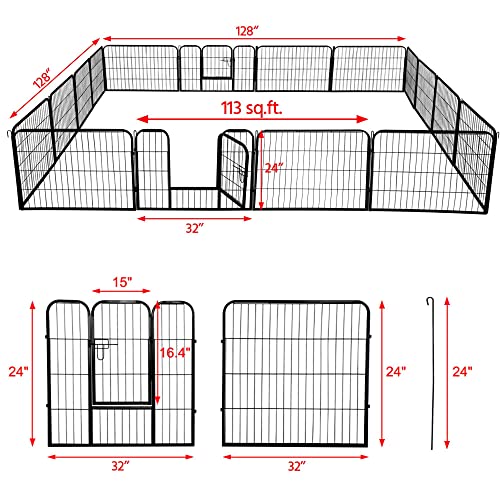 Yaheetech Decorative Garden Fence - 24in x 43ft Rustproof Folding Fencing Landscape Patio Flower Bed Animal Barrier Border for Dog Outdoor Fences Black