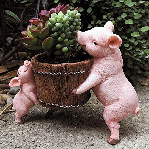 VJRQM Garden Animals,Garden Animals Statues,Fairy Garden Resin Animal Miniature Figurines Pig Statue Adornment Outdoor Garden Decoration Desk Decorations Courtyard Crafts