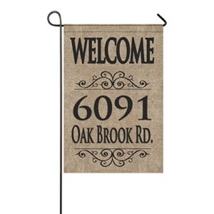 ffgjhynghyswda custom street address welcome sign house numbers personalized garden banner flag yard decor housewarming gift 12×18 inch