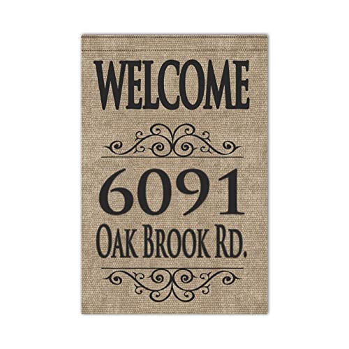 Ffgjhynghyswda Custom Street Address Welcome Sign House Numbers Personalized Garden Banner Flag Yard Decor Housewarming Gift 12x18 Inch